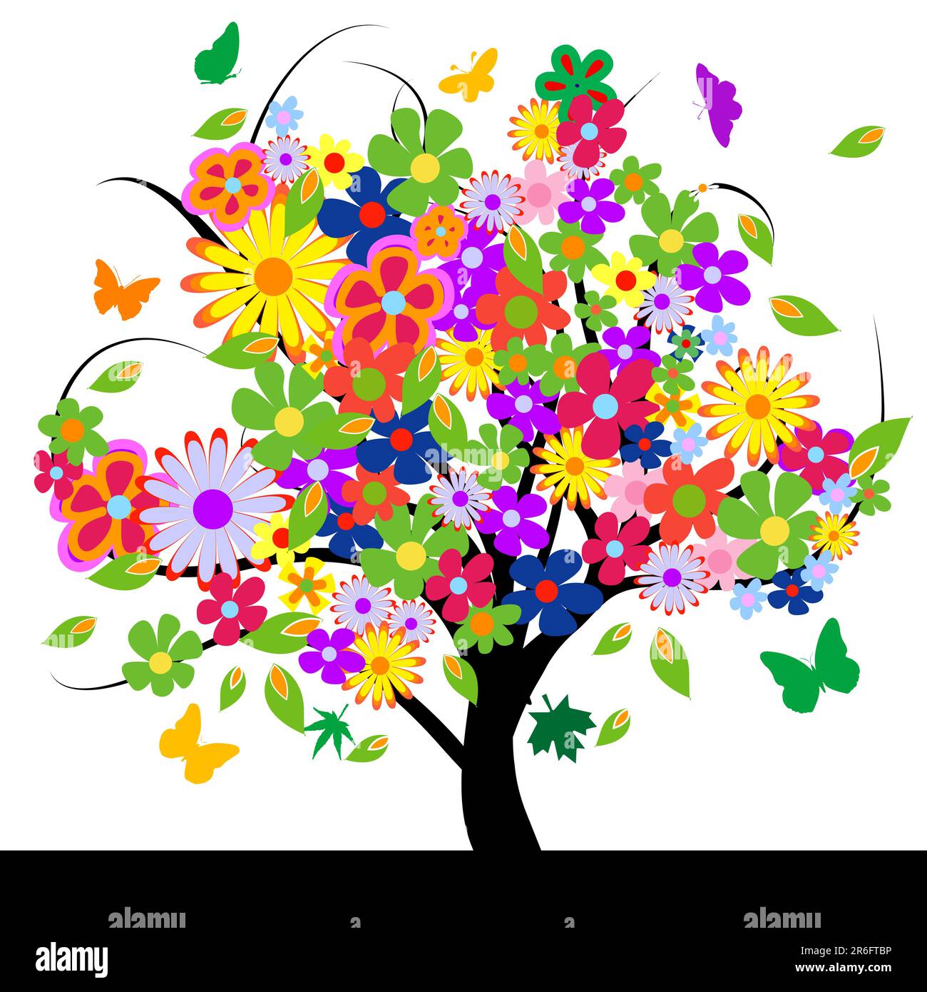 Abstract tree with flowers vector illustration Stock Vector Image & Art ...