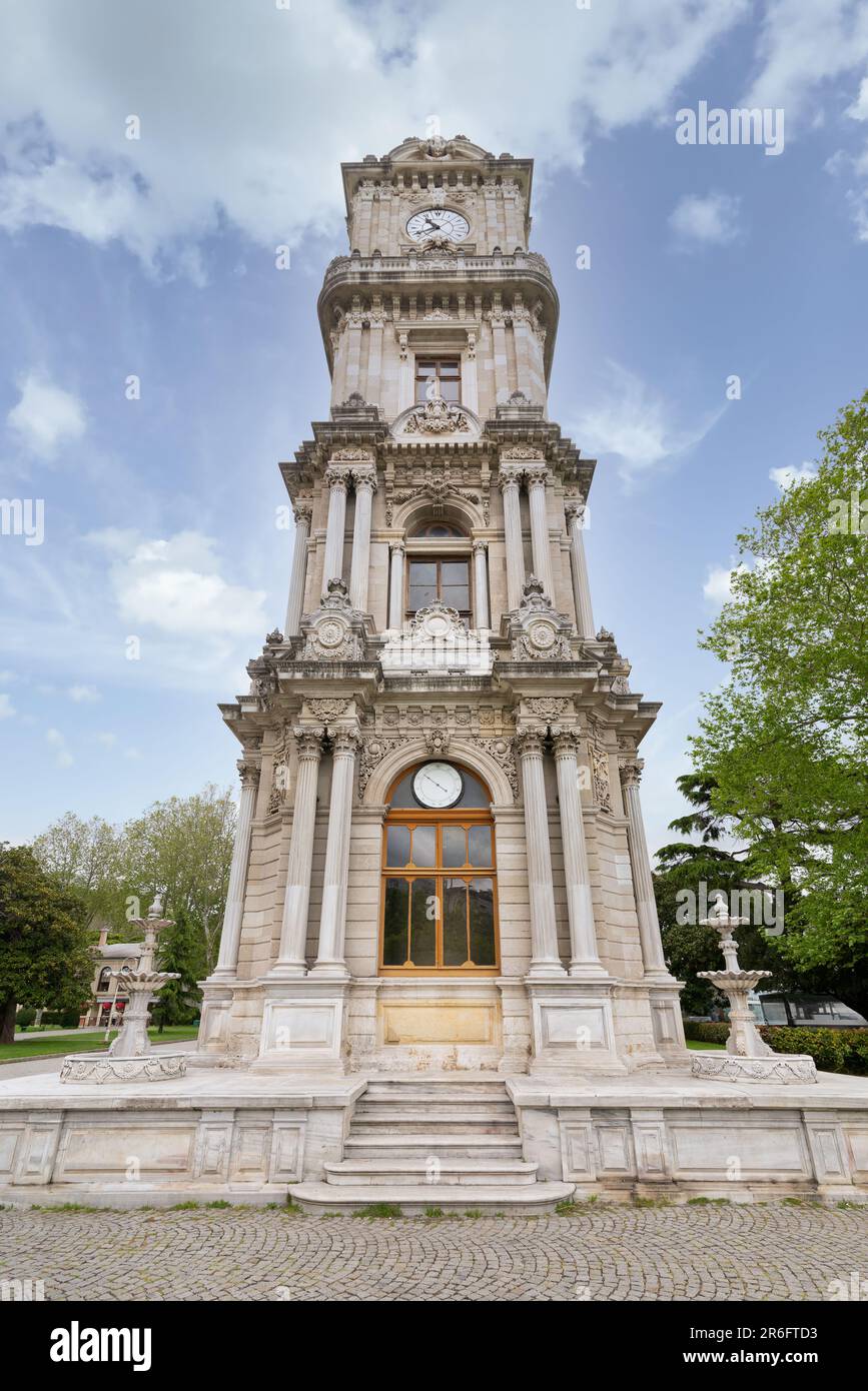 Day shot of Dolmabahce Clock Tower, Turkish: Dolmabahce Saat Kulesi ...