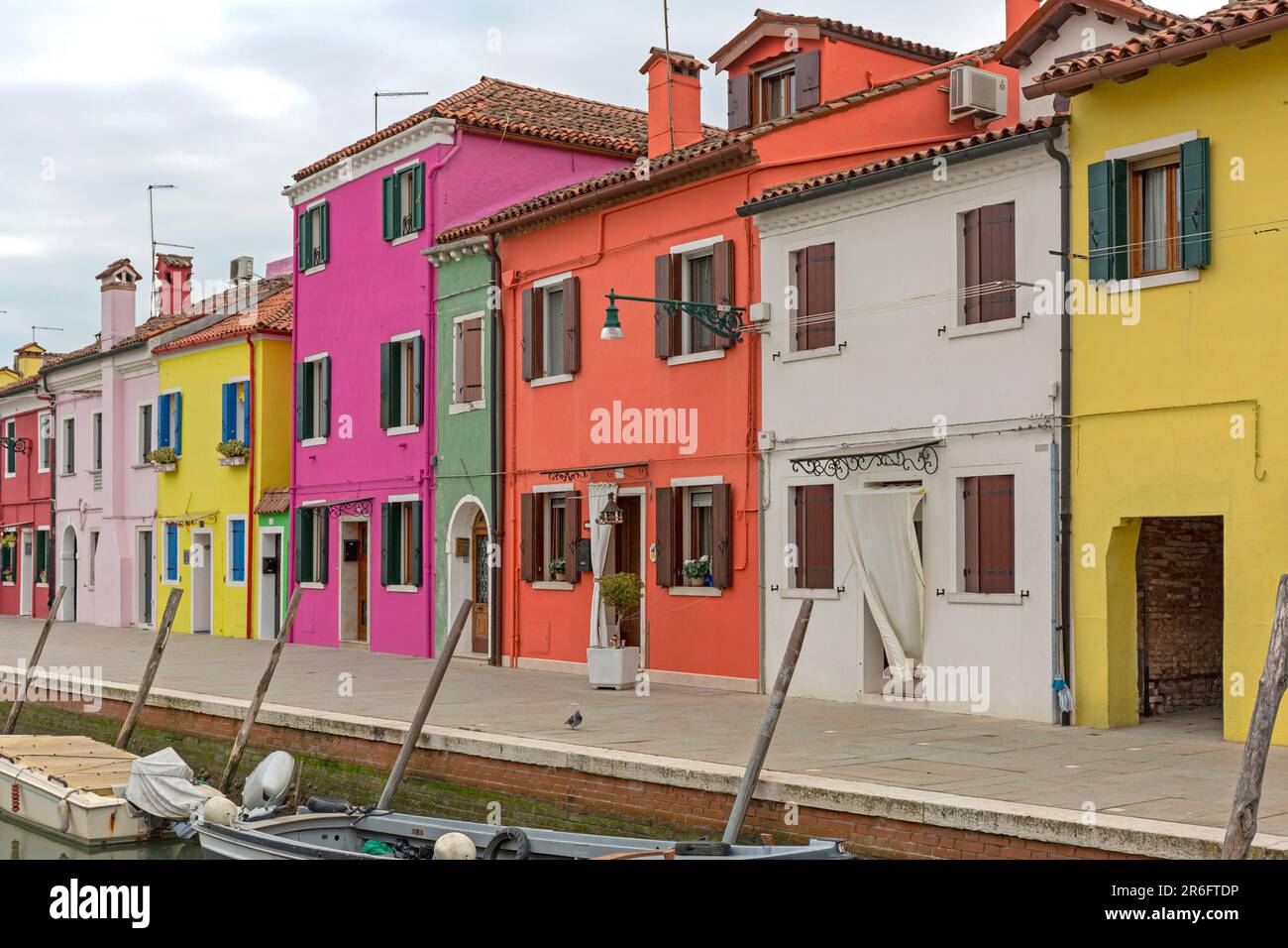 Colourful Houses in Row at Burano Island Venice Italy Stock Photo - Alamy