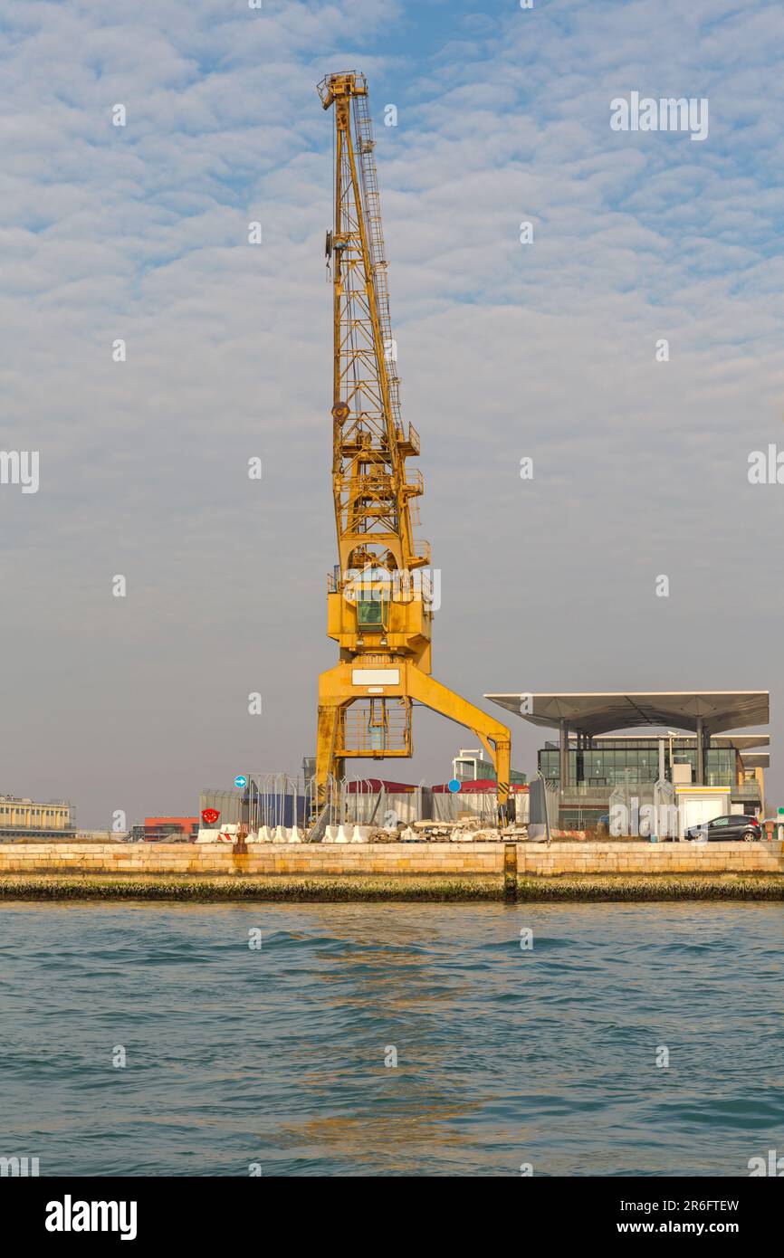 Tall Crane at Commercial Harbour Port of Venice Italy Winter Day Stock ...