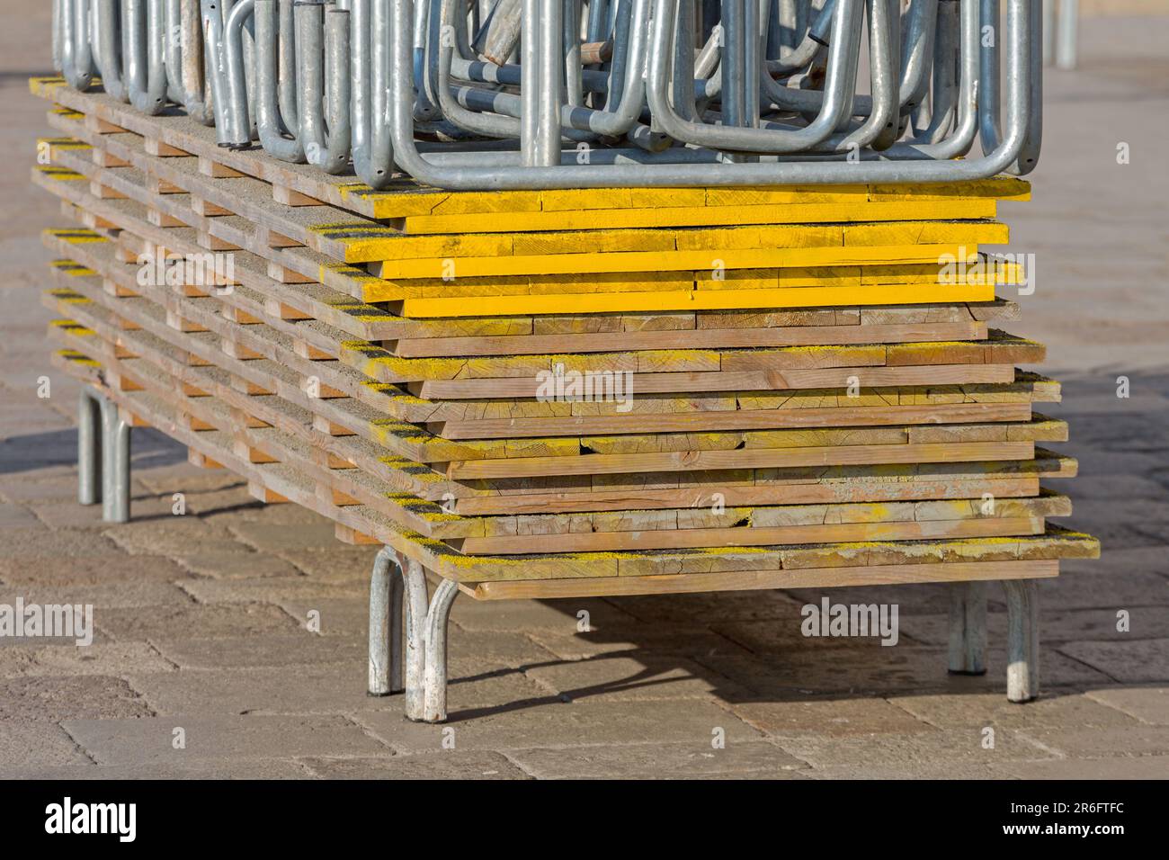 Stack of Raised Walkway Platforms Ready for Floods in Venice Italy ...