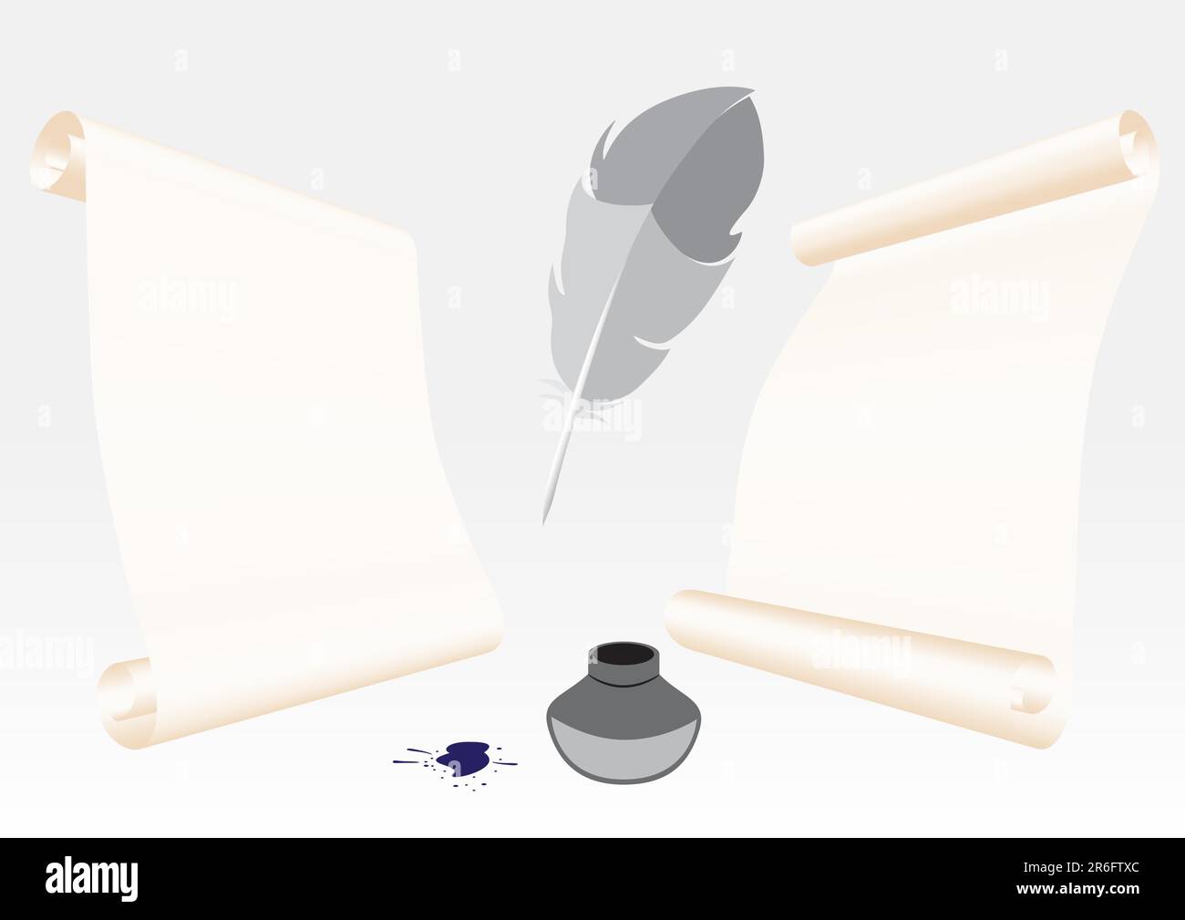 Paper backgrounds and feather for writing with ink in inkwell Stock ...