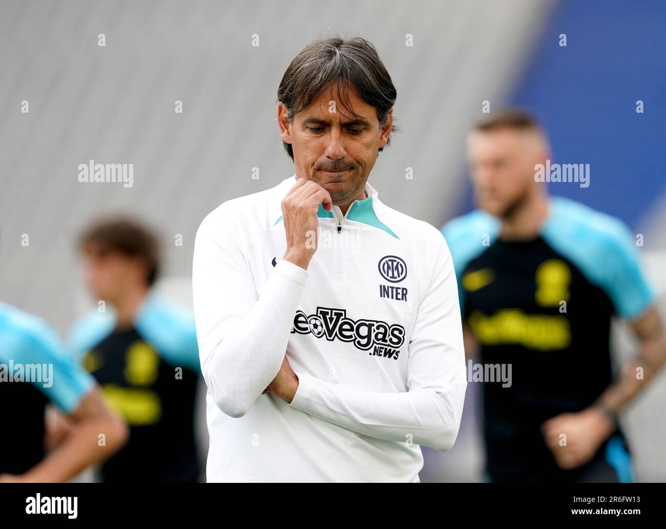 Inter Milan manager Simone Inzaghi during a training session at the ...