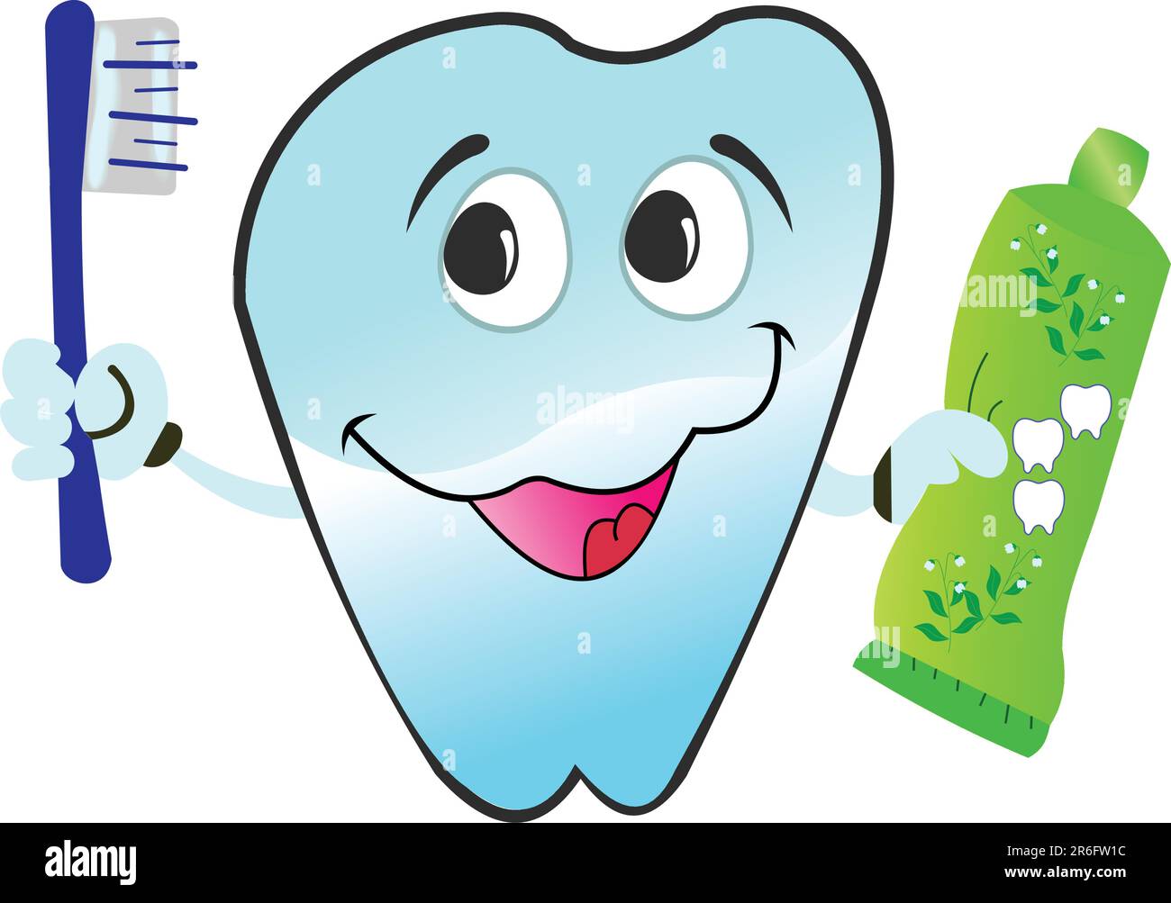 vector illustration of happy smiling tooth is isolated on white ...