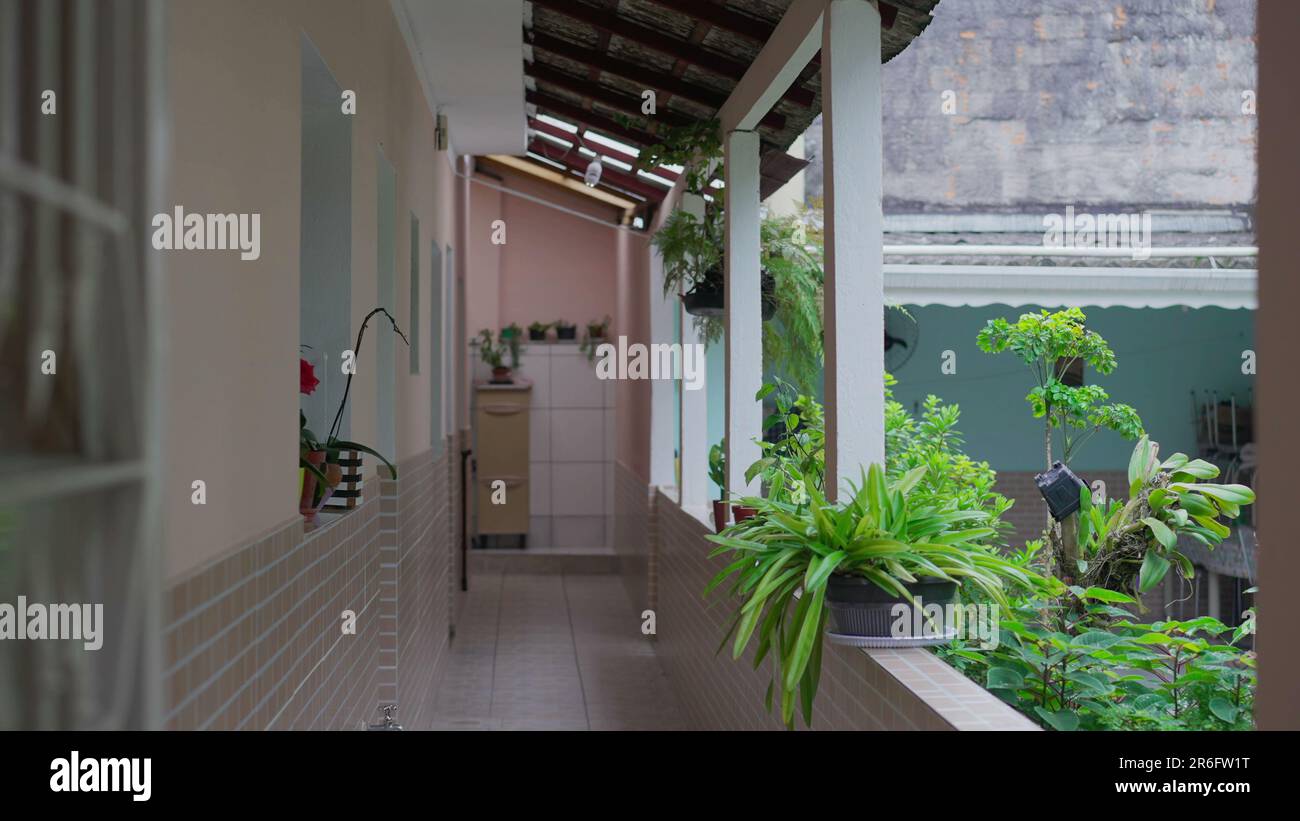 Brazilian home Exterior Backyard. Casual South American residence ...