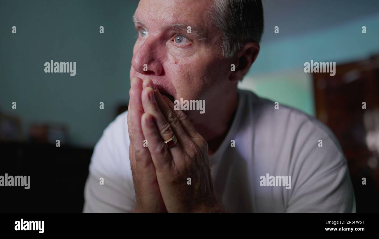 Depiction of Middle-Aged Man Covering Face in Shame, Displaying Despair ...