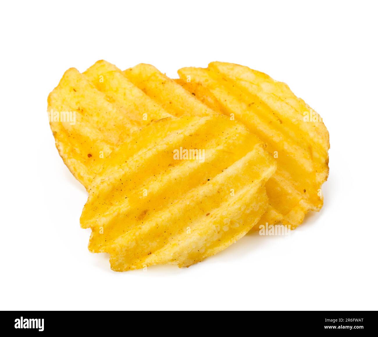 yellow potato chips isolated on white Stock Photo - Alamy