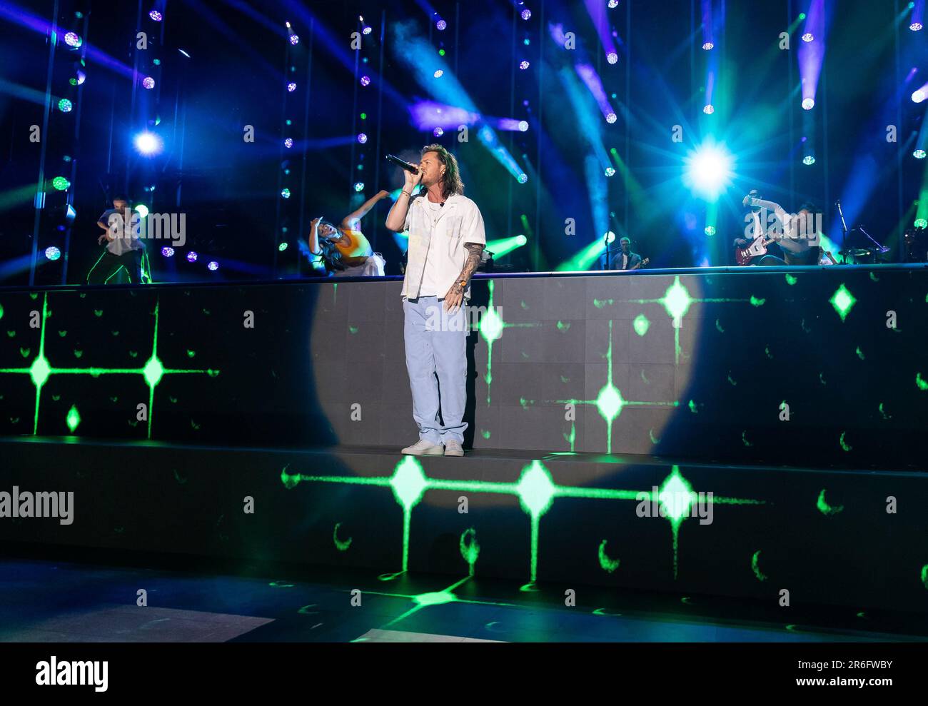 Tyler Hubbard performs during day 1 of the CMA Fest at Nissan Stadium ...