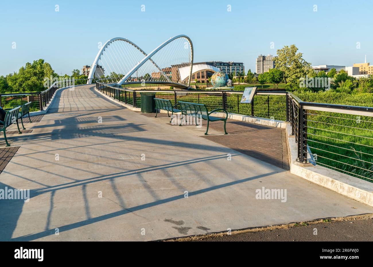 A view of the Minto Island Bridge and Eco-Earth Globe at Riverfront ...