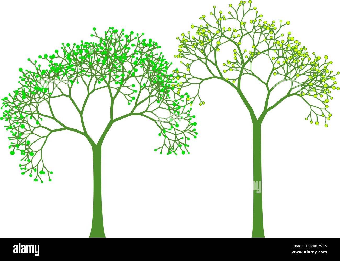 spring, green tree silhouettes with leaves, vector Stock Vector Image ...