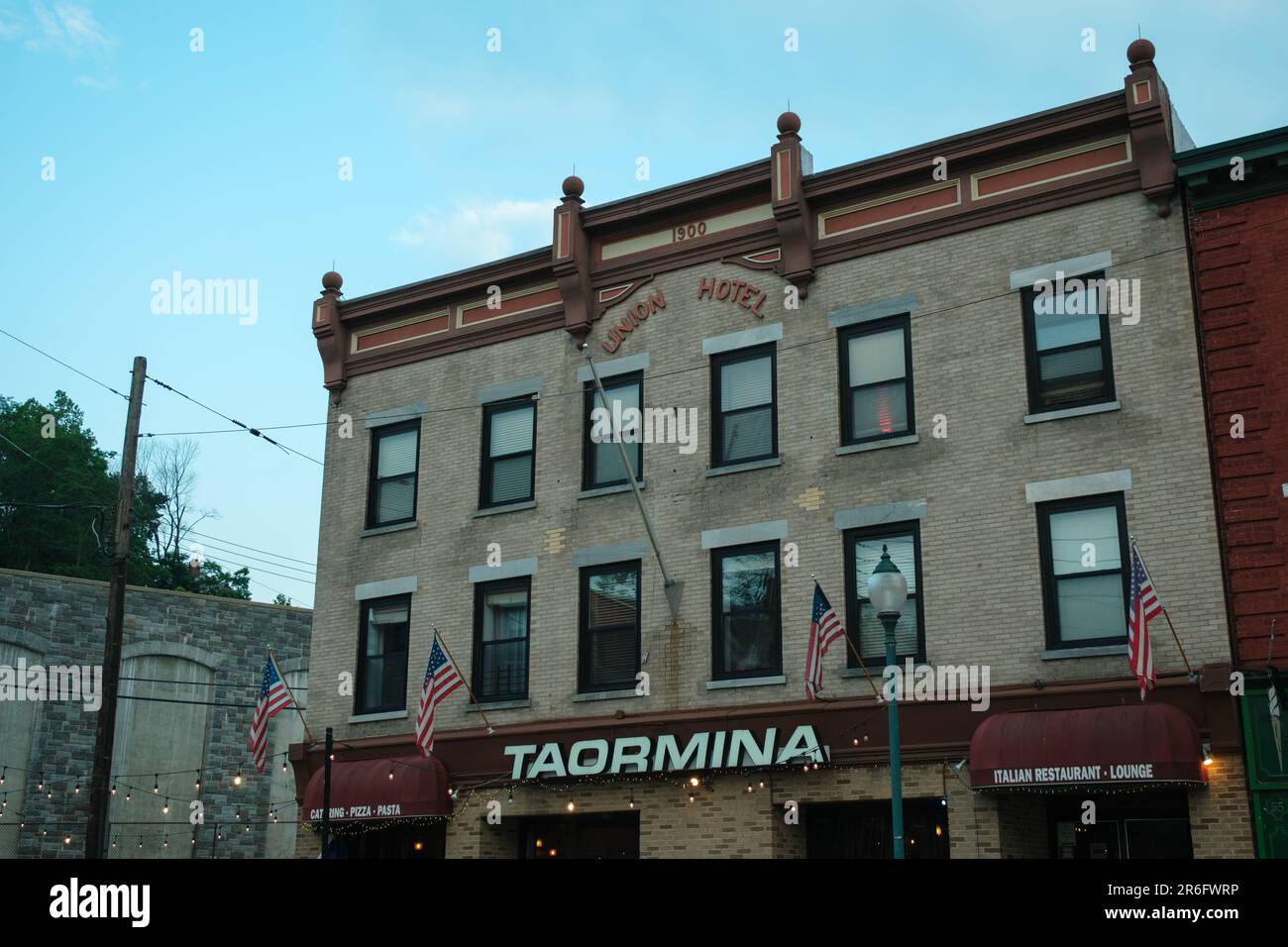 Taormina Trattoria vintage sign, Peekskill, New York Stock Photo - Alamy