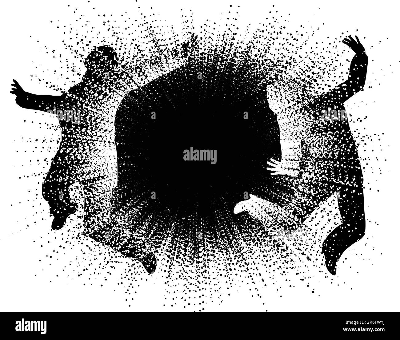 Editable vector illustration of two people caught in an explosion Stock ...