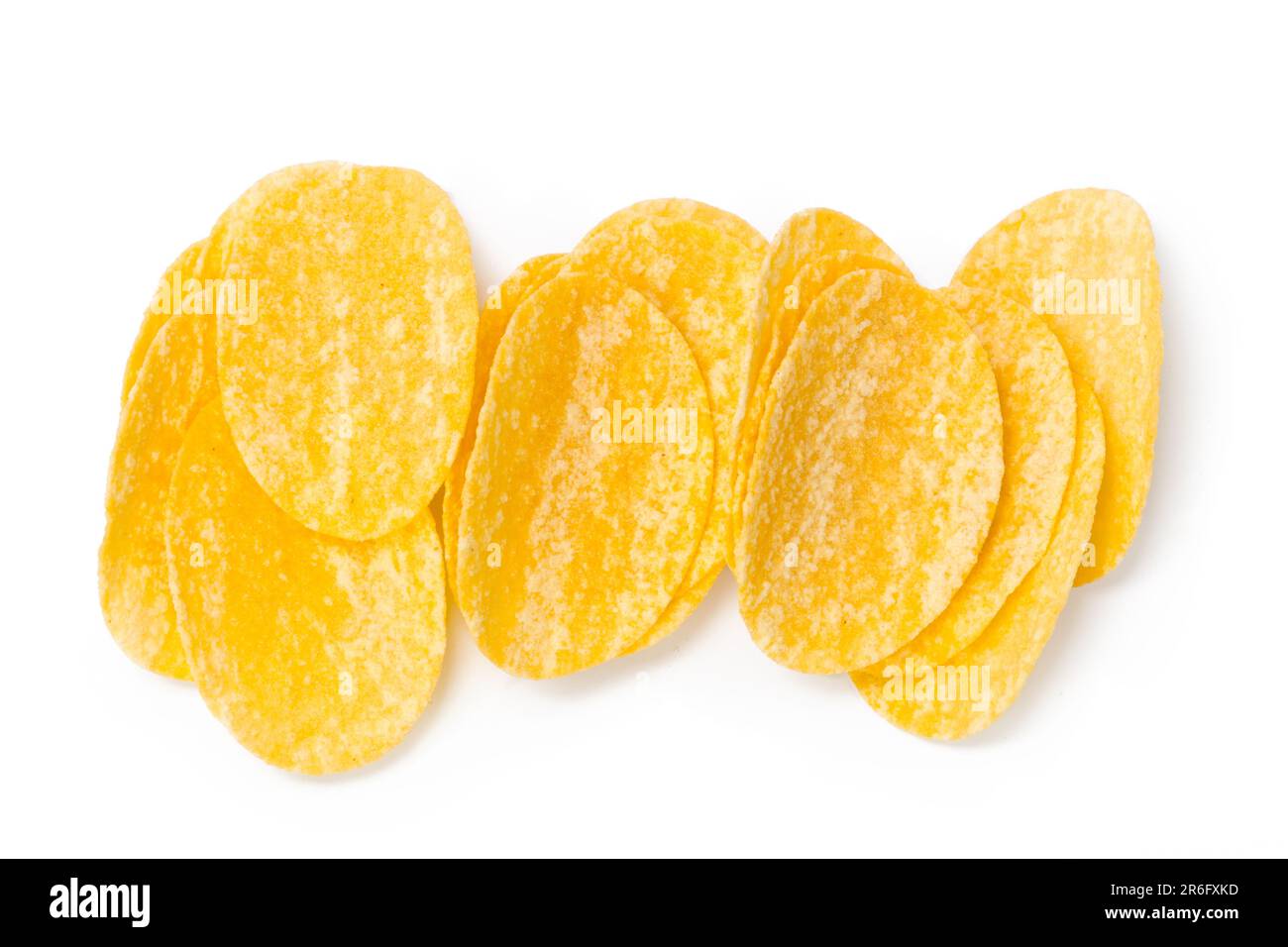 yellow potato chips isolated on white Stock Photo - Alamy