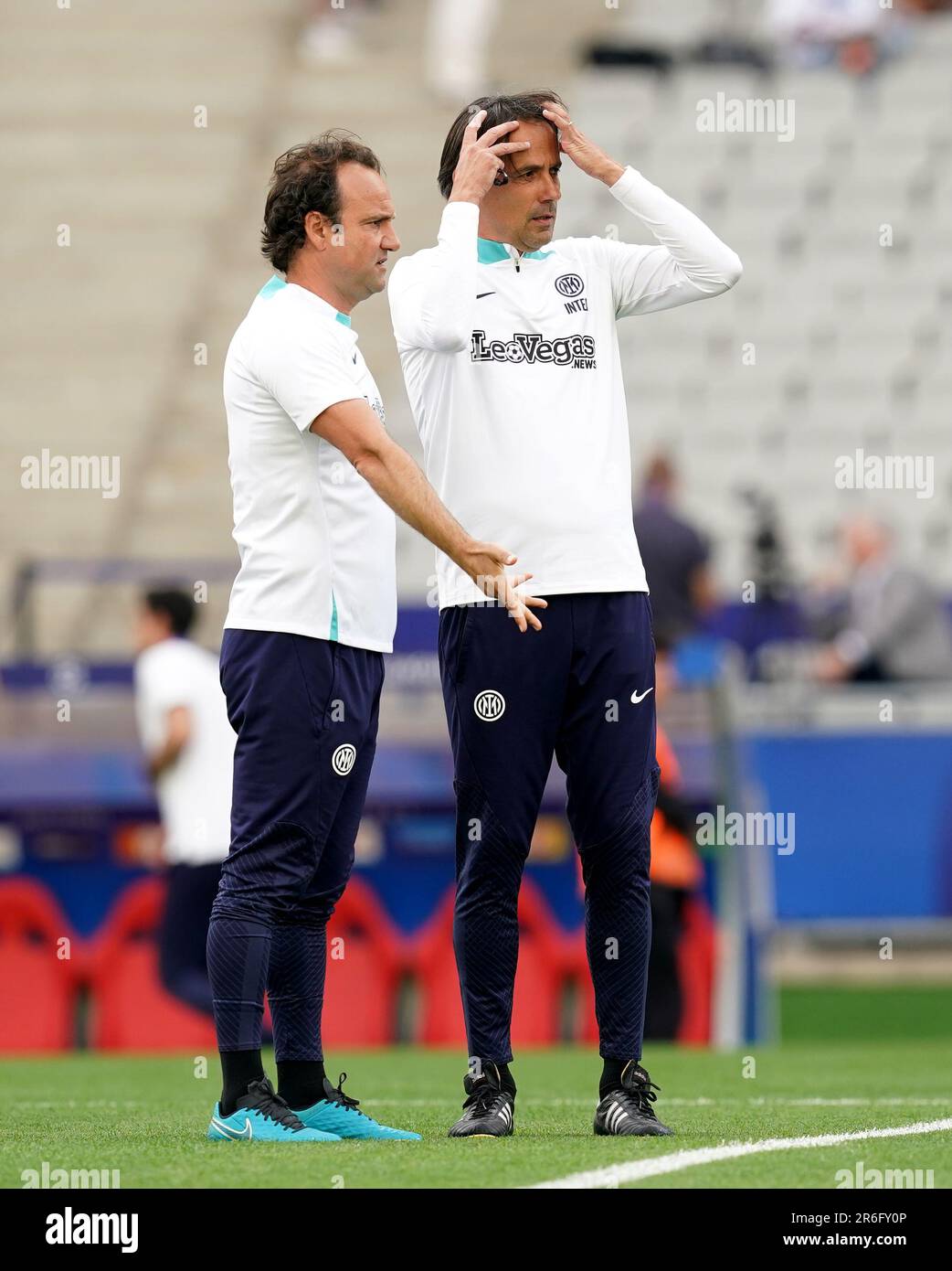Inter Milan fitness coach Fabio Ripert and manager Simone Inzaghi ...