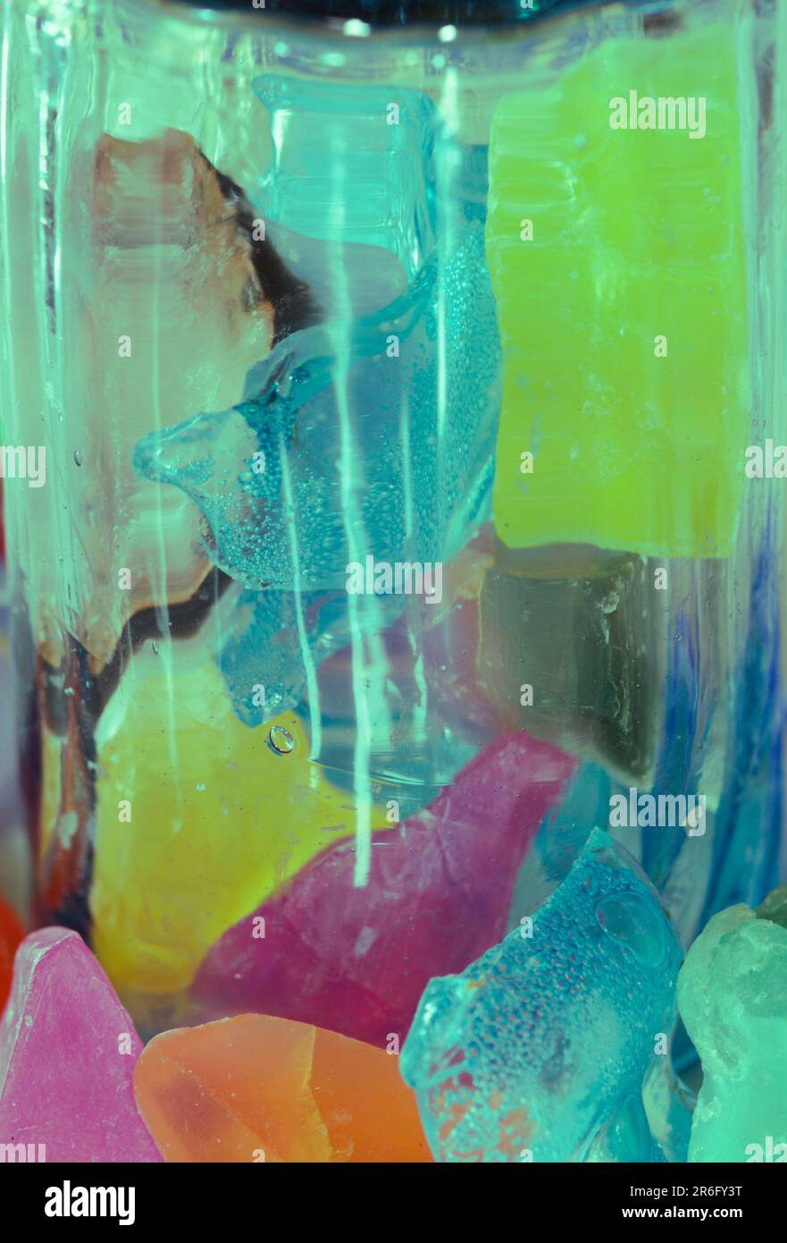 Abstract colors with vertical glass and reflection show on shapes and ...