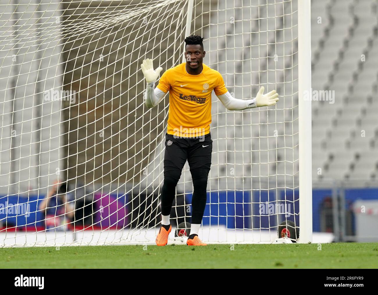 Inter Milan goalkeeper Andre Onana during a training session at the ...