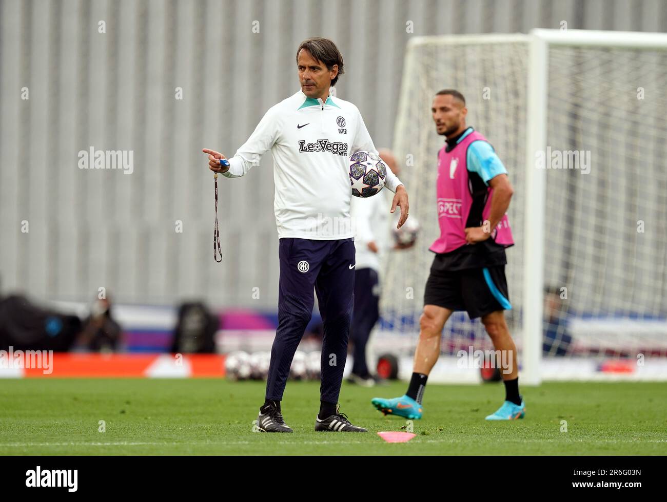 Inter Milan manager Simone Inzaghi during a training session at the ...