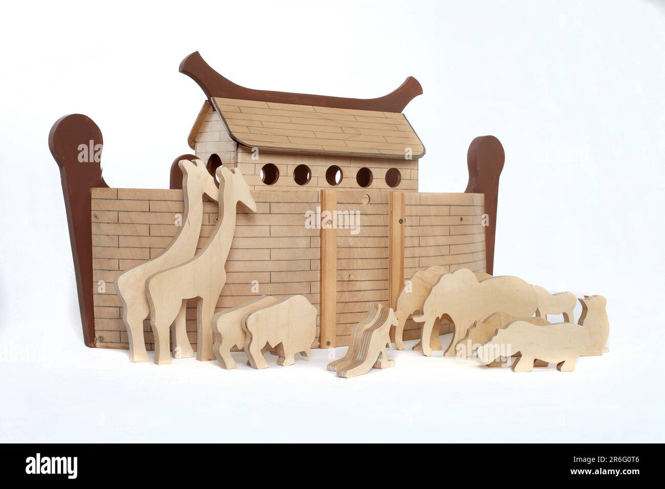 A wooden Noah's Ark toy with animals Stock Photo - Alamy