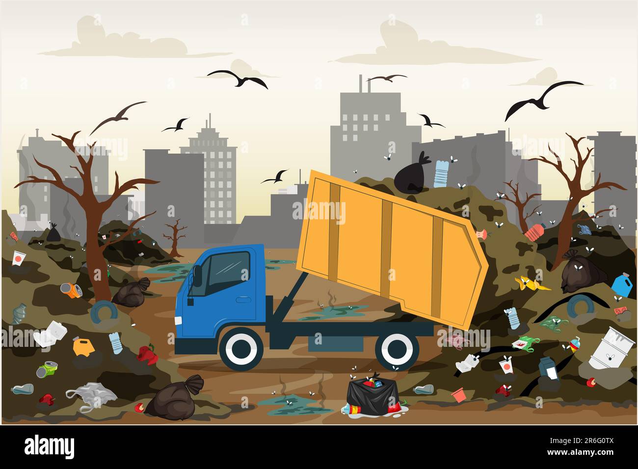 An illustration depicting the negative impact of industrial production ...