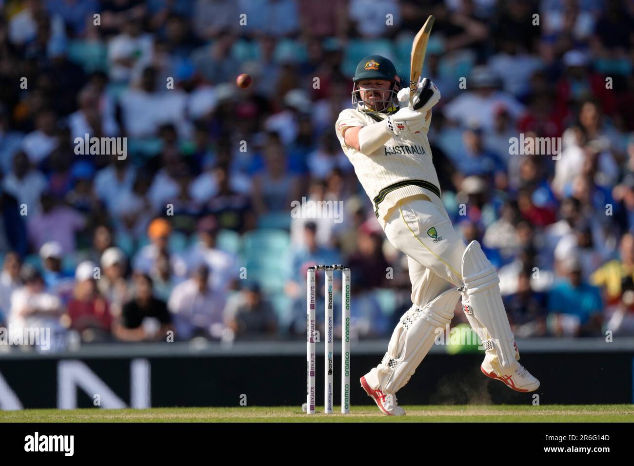 Australia's Travis Head plays a shot on the third day of the ICC World ...