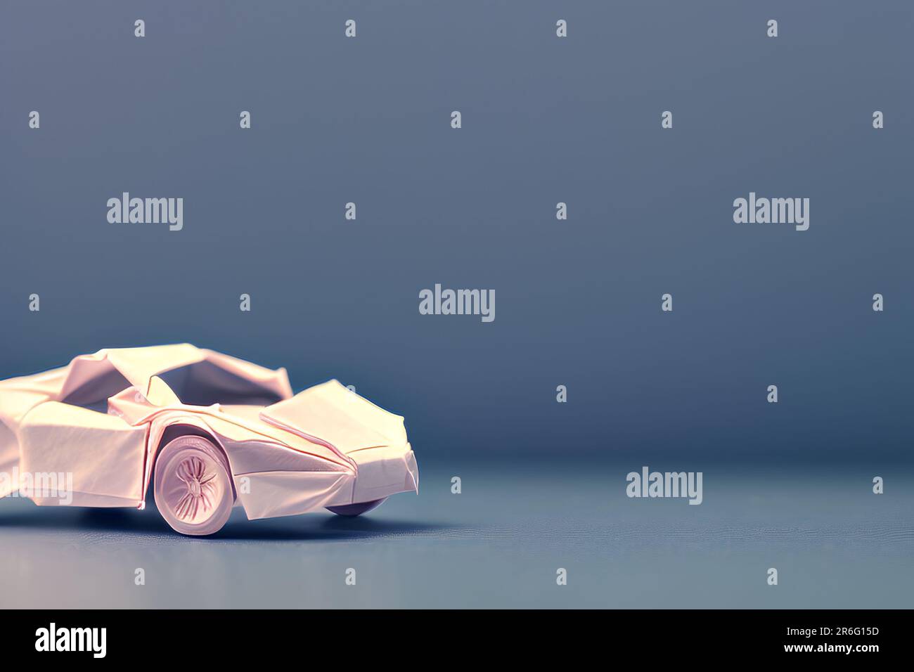 A vibrant pink origami-style car with sleek black wheels sits atop a ...