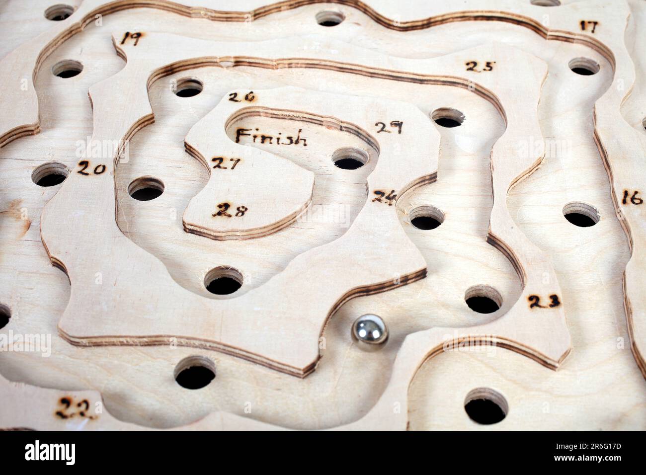 A detail of a wooden labyrinth game Stock Photo - Alamy