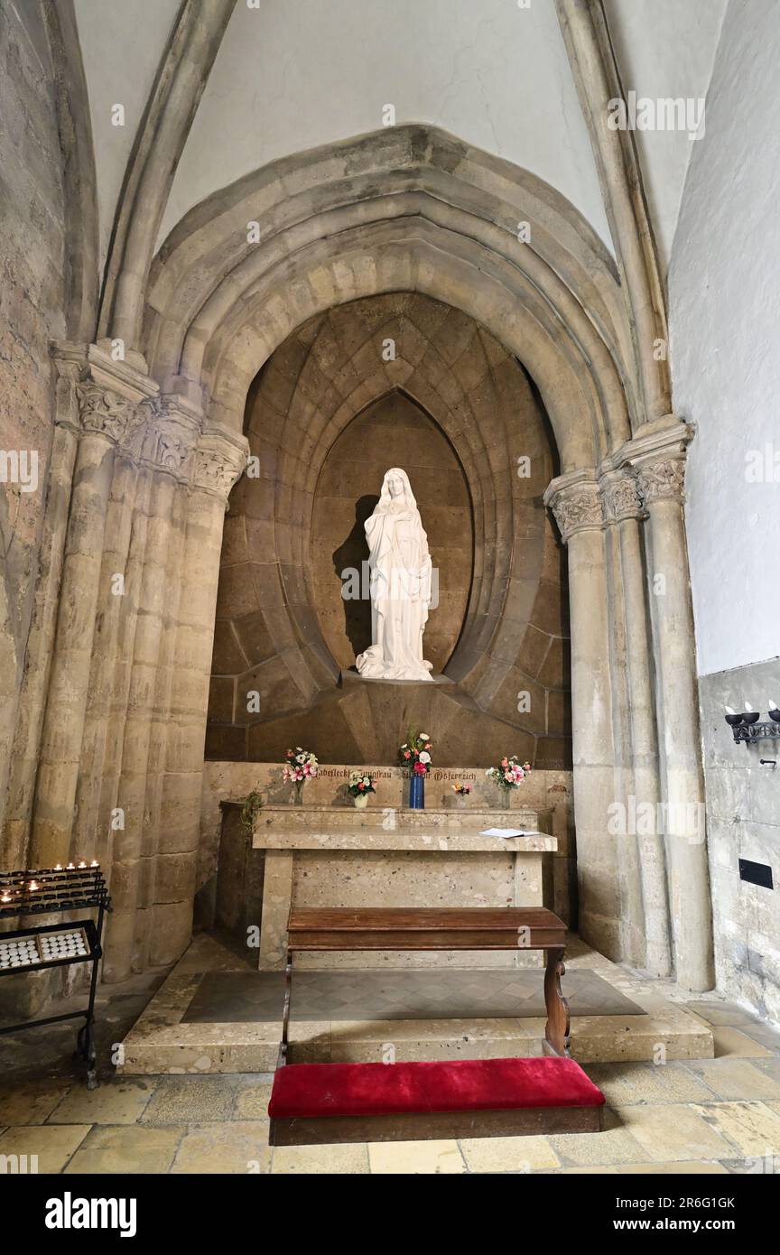 Vienna, Austria. Michael Church in Vienna. Statue of the Virgin Mary in ...