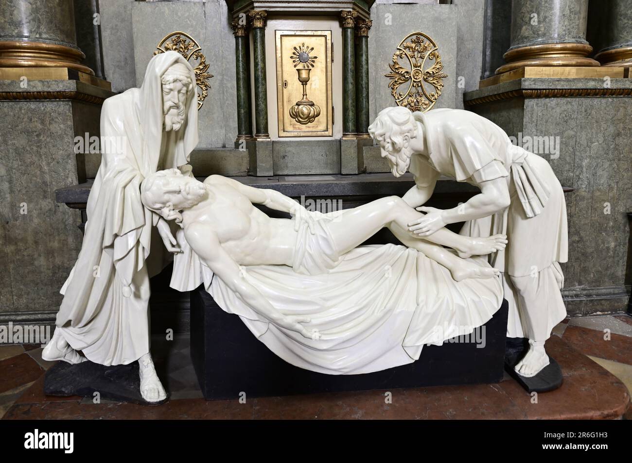 Vienna, Austria. Michael Church in Vienna. Plaster statue of Burial of ...