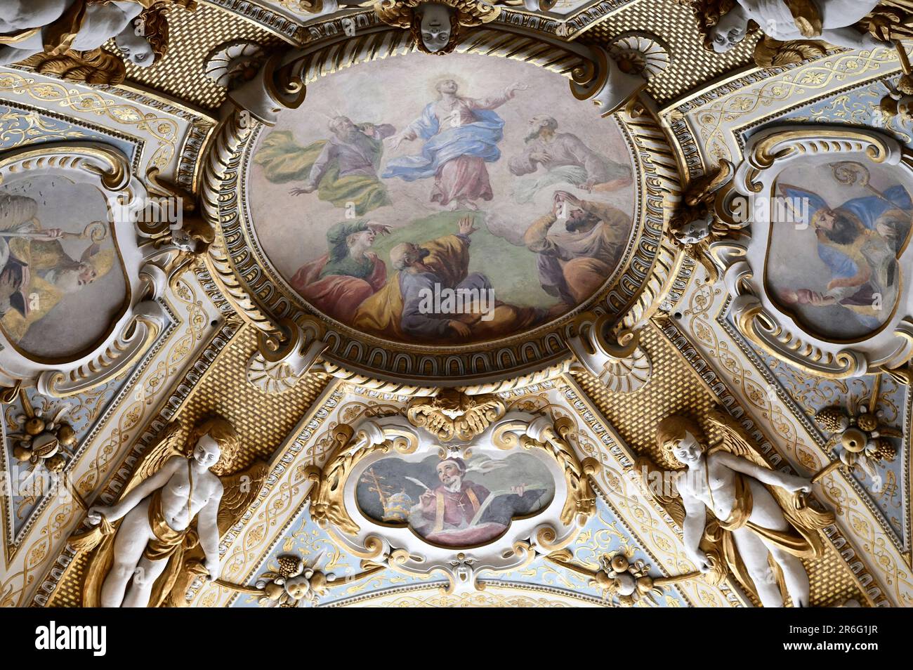 Vienna, Austria. Michael Church in Vienna. Ceiling view in the Vespers ...