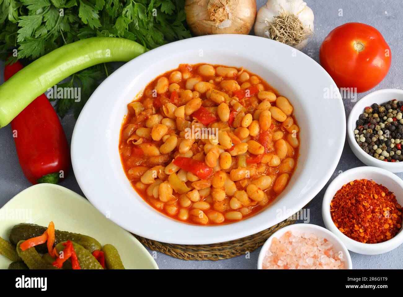 Traditional delicious Turkish foods; Dried bean (Kuru fasulye). Hot ...