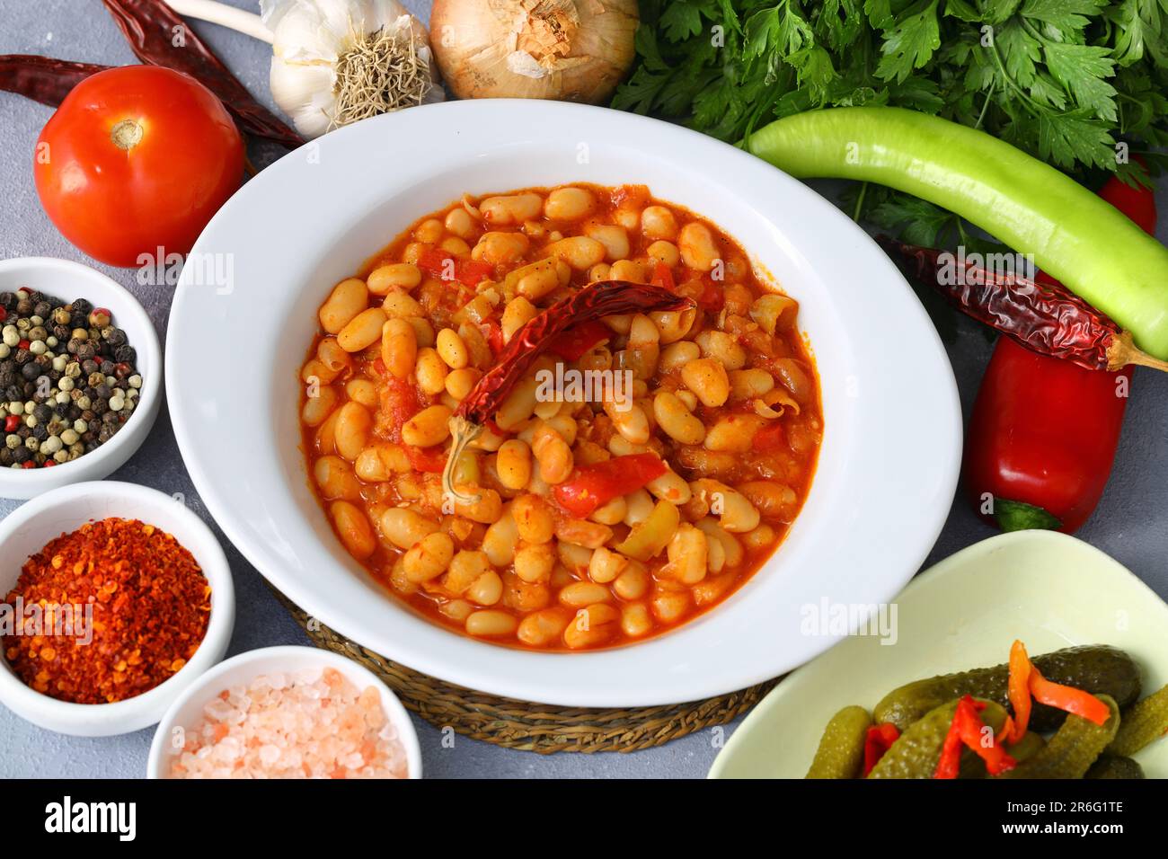 Traditional delicious Turkish foods; Dried bean (Kuru fasulye). Hot ...