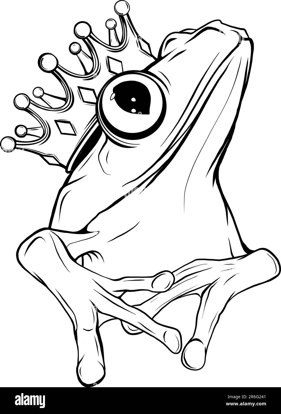 vector illustration of monochrome Frog king cartoon Stock Vector Image ...