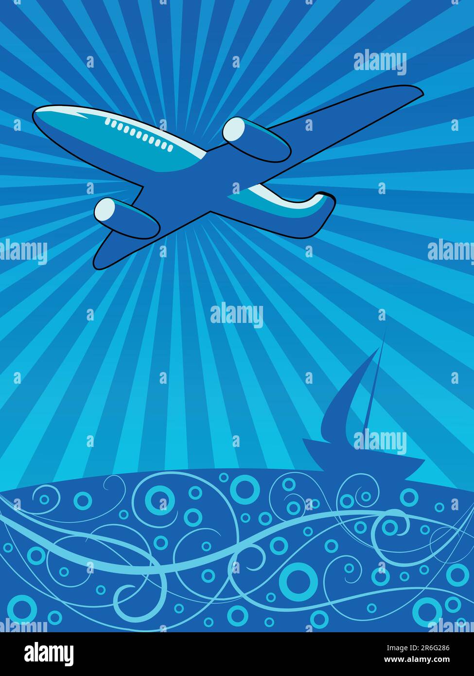 Aeroplane over sea Stock Vector Images - Alamy