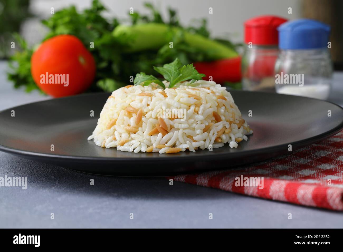 Traditional Turkish Rice Pilav. Plain Pilaf Portion Served. Organic ...