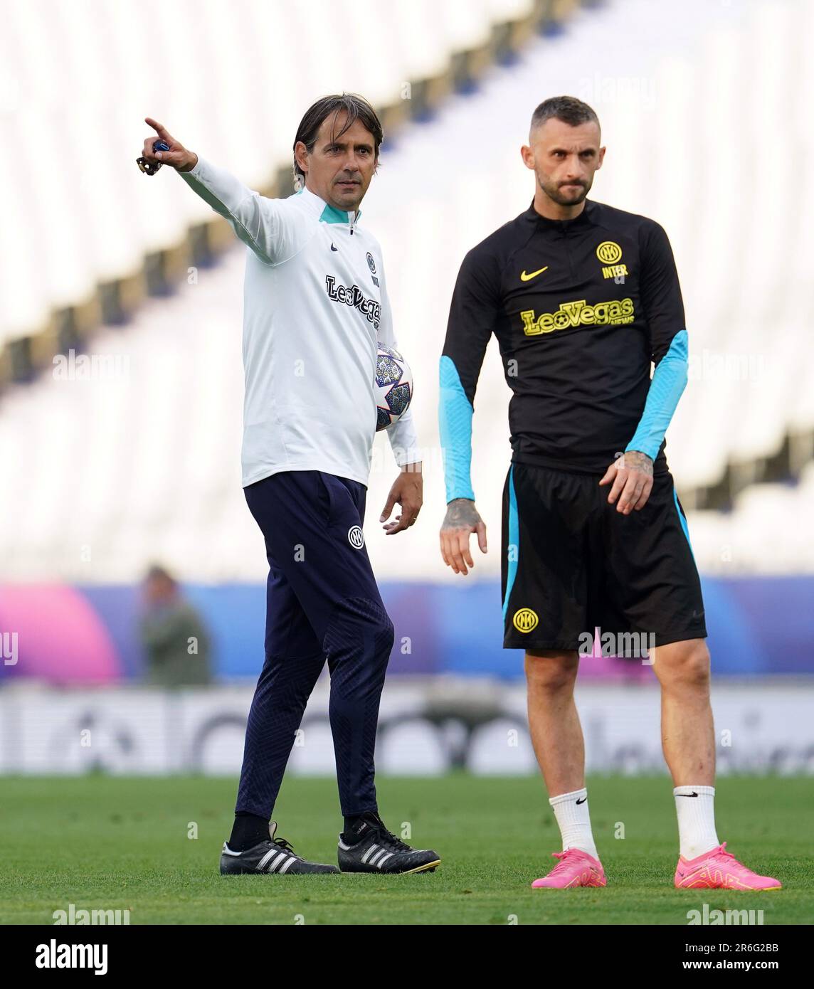 Inter Milan manager Simone Inzaghi during a training session at the ...