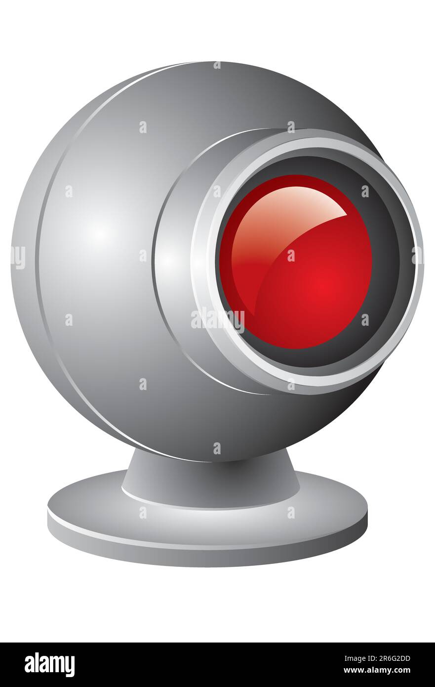 Webcam illustration with red lens isolated on white background - vector ...