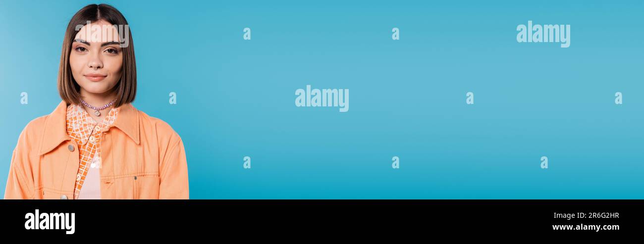 generation z, portrait of charming woman, young fashion model looking ...