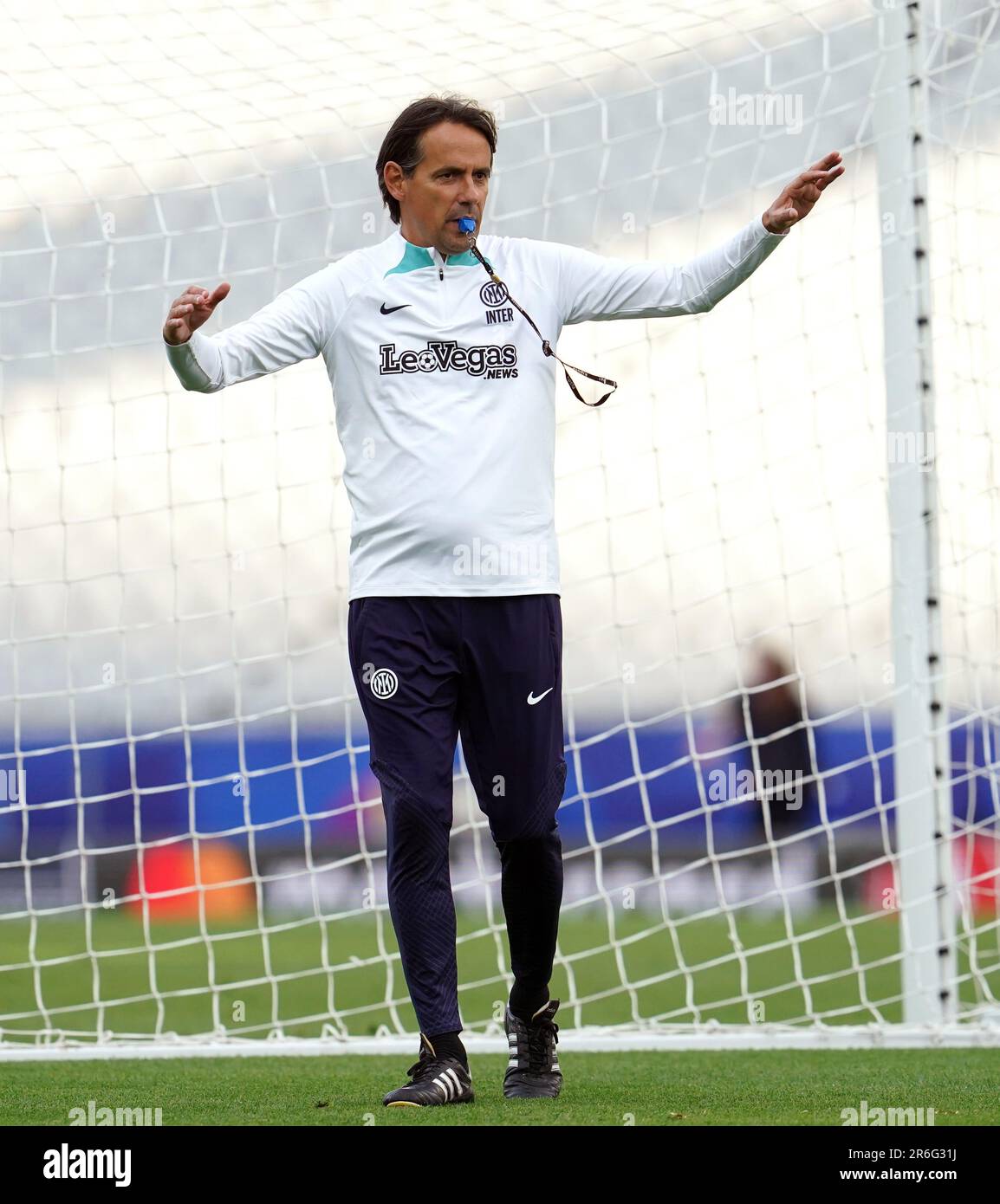 Inter Milan manager Simone Inzaghi during a training session at the ...