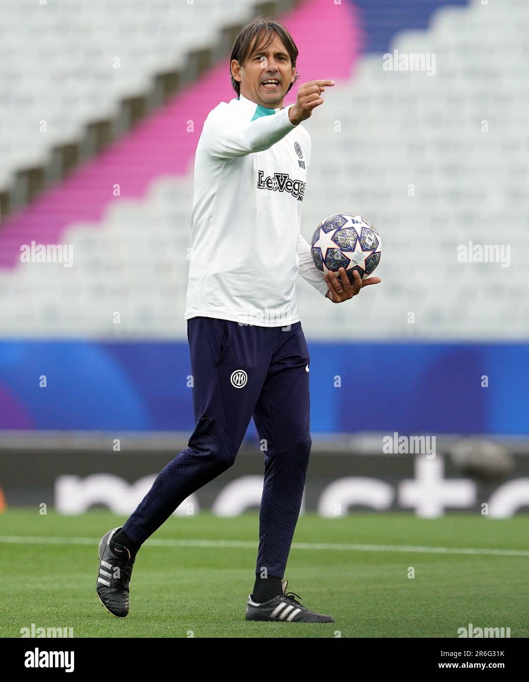 Inter Milan manager Simone Inzaghi during a training session at the ... Inter Milan manager Simone Inzaghi during a training session at the ...