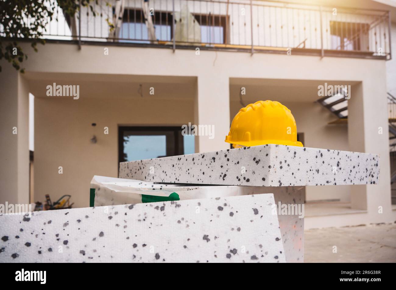 Polystyrene thermal cladding for energy saving on a new house Stock ...