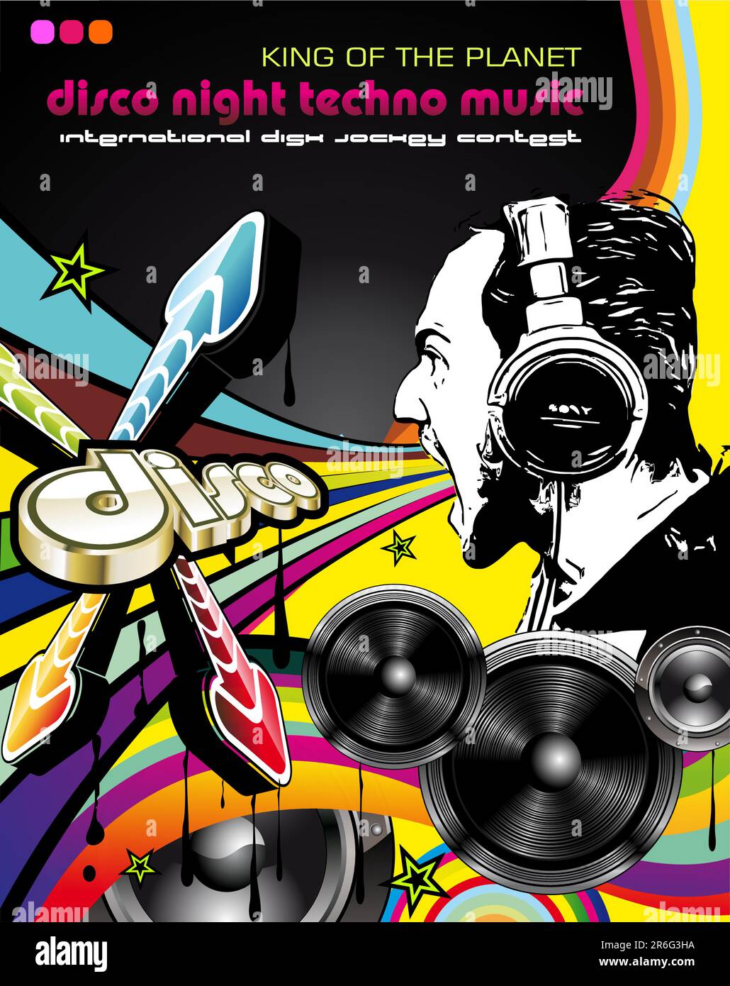 Suggestive disk jockey shape on abstract music background for ...