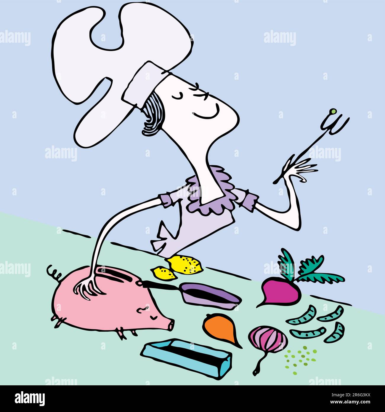 An illustration of a woman cooking/baking. Vector cartoon Stock Vector ...