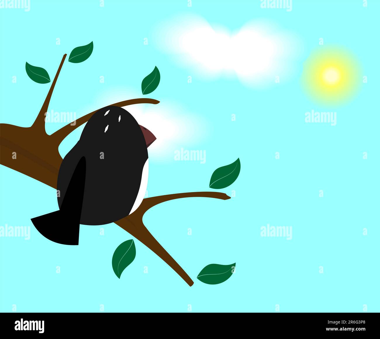 Bird on branch - vector Stock Vector Image & Art - Alamy