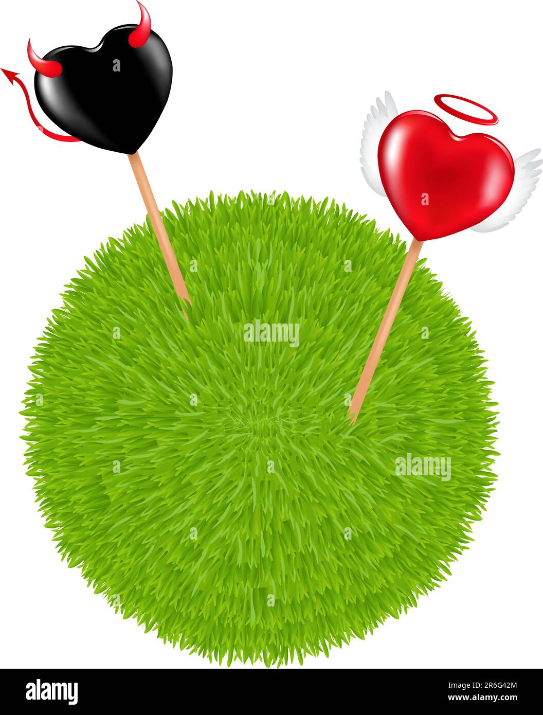 Two lollipops with heart shape like a devil and angel in a Ball of ...