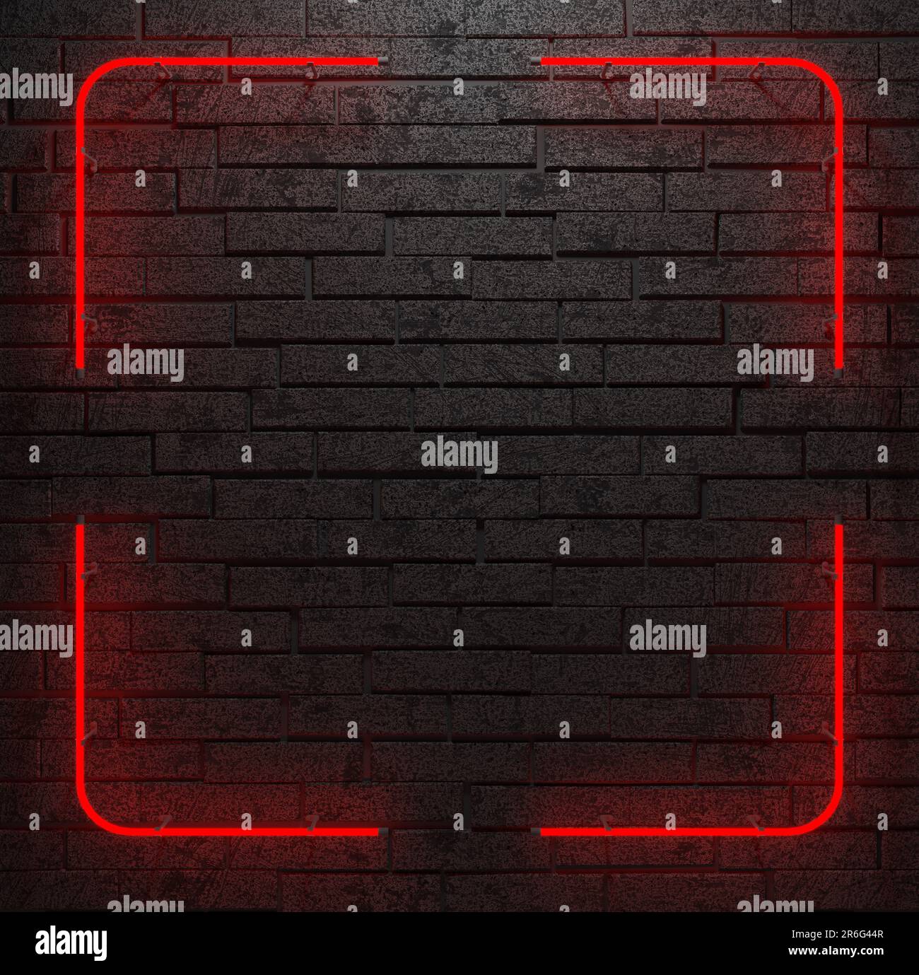 Neon sign. Square frame with red glowing. Electric bright 3d rectangle ...