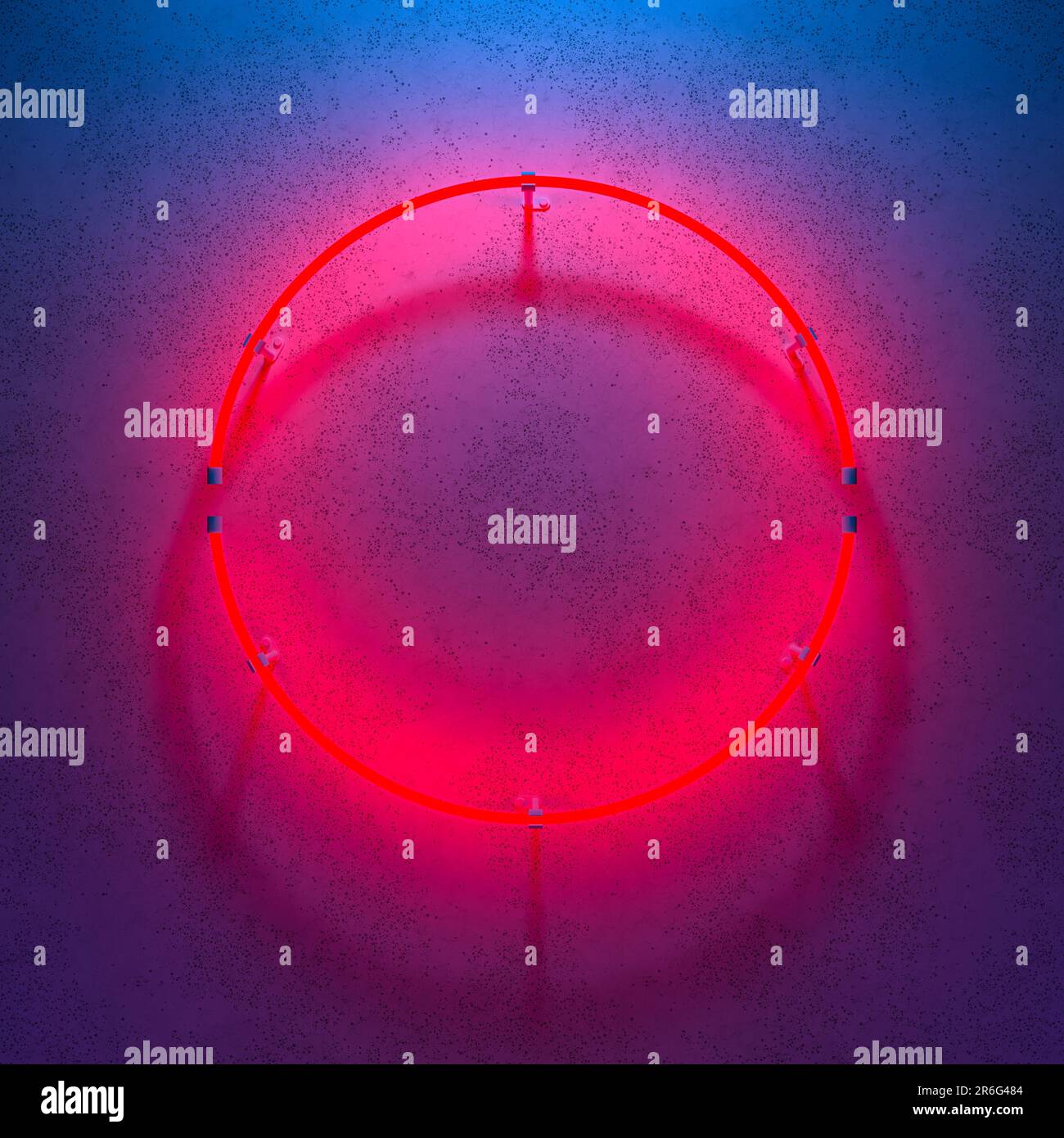 Round neon sign. Geometric glowing lines. Abstract background with copy ...