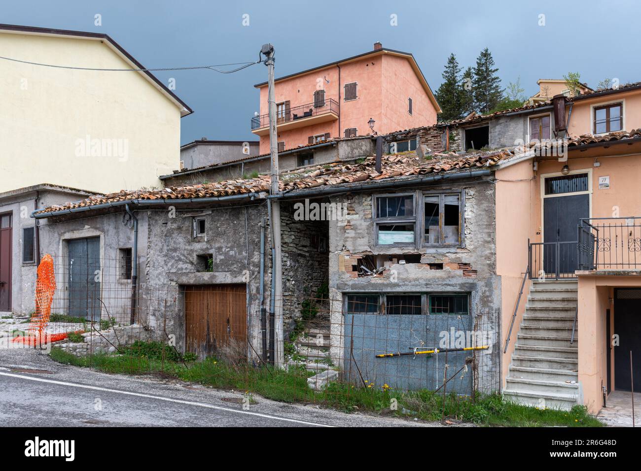Damaged and collapsed buildings in the village of Castelluccio di ...