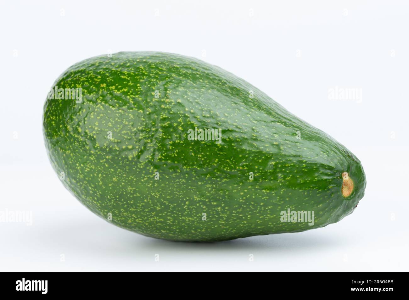 Perspective view on green avocado fruit isolated on white studio ...