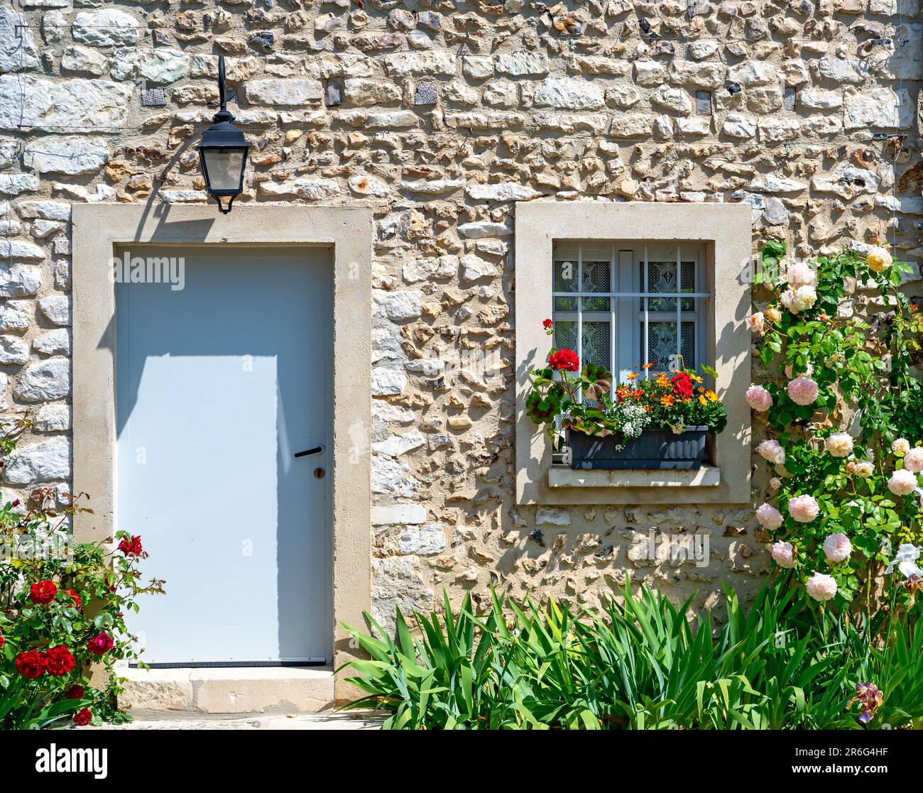 stony facade of a building near the former garden of the artist Claude ...