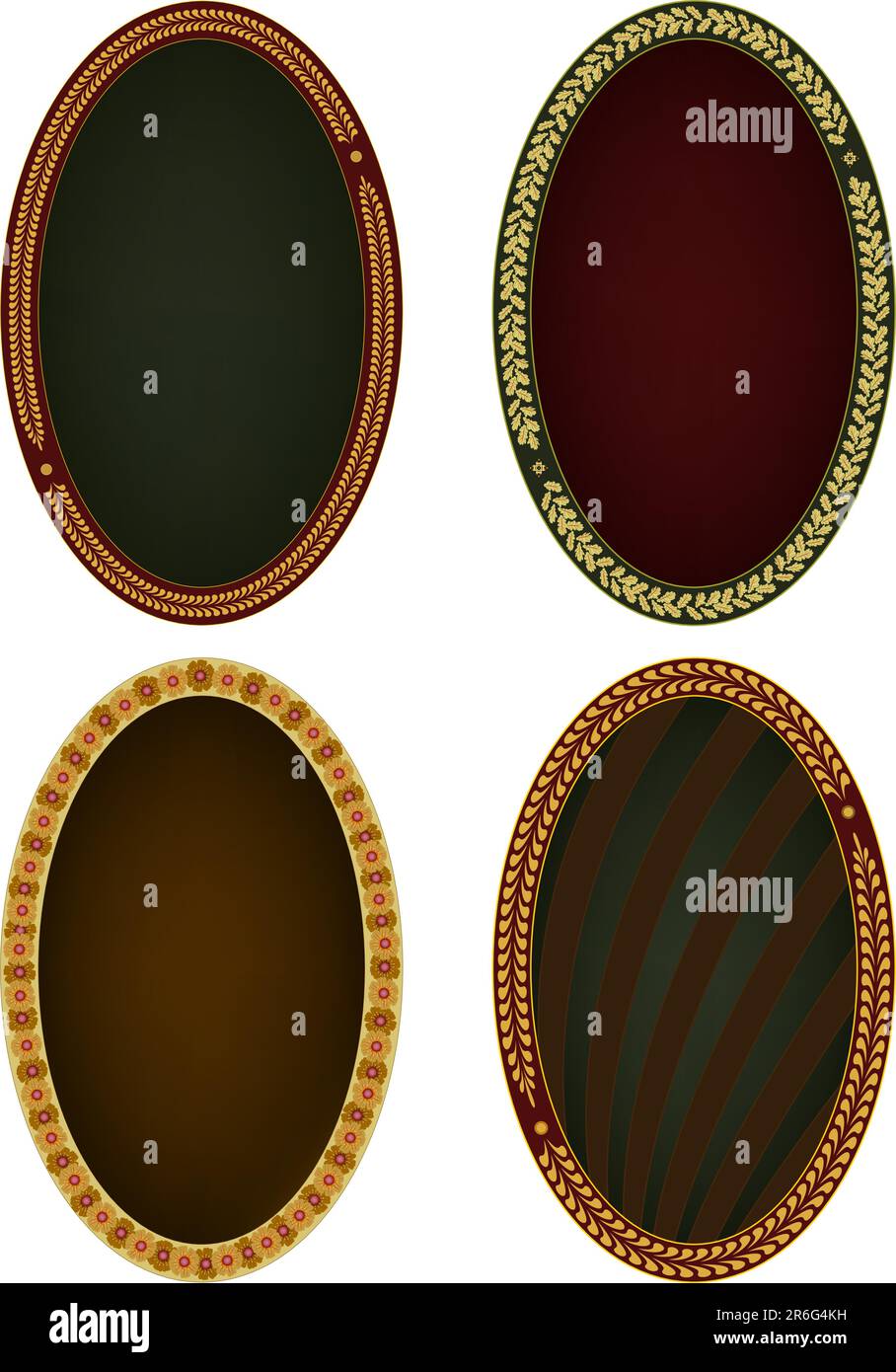Four oval frames with floral and foliate patterns Stock Vector Image ...